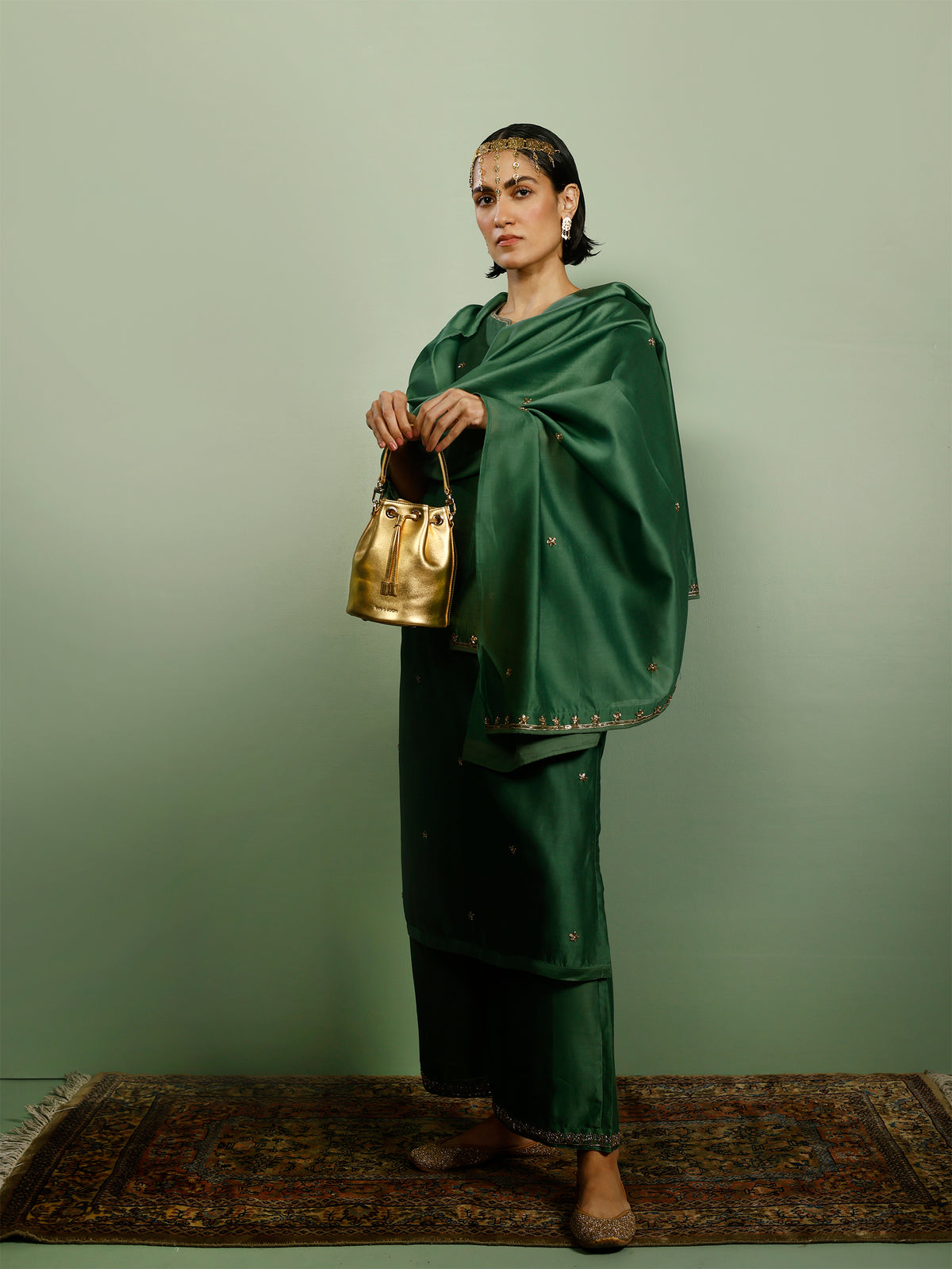 Bombay Bucket by Tan & Loom | Goddess Gold Leather Bucket Bag