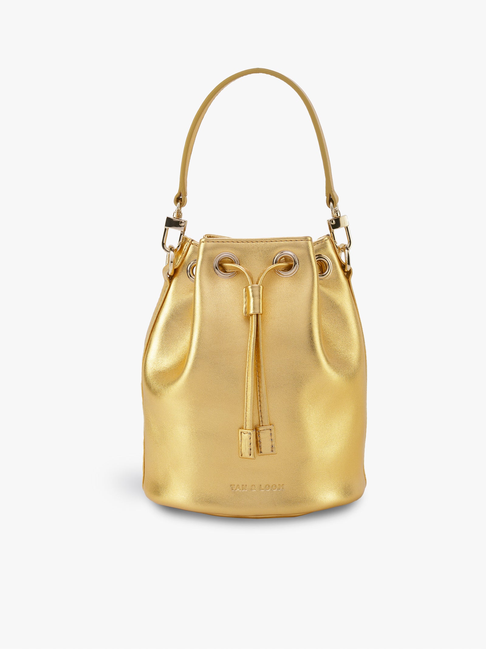 Bombay Bucket by Tan & Loom | Goddess Gold Leather Bucket Bag