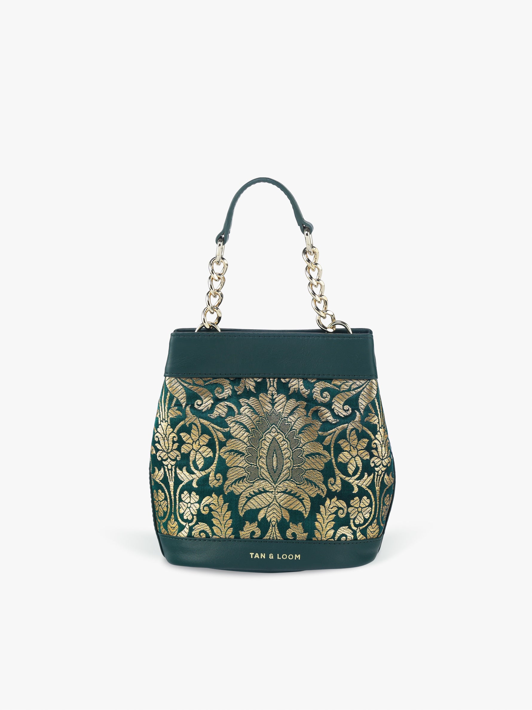 Rani Batua by Tan & Loom | Forrest Green Brocade Batua Bag