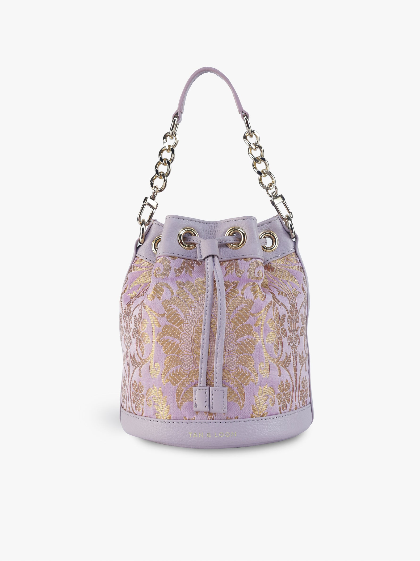 Bombay Bucket by Tan & Loom | Lavender Banarasi Brocade Bucket Bag
