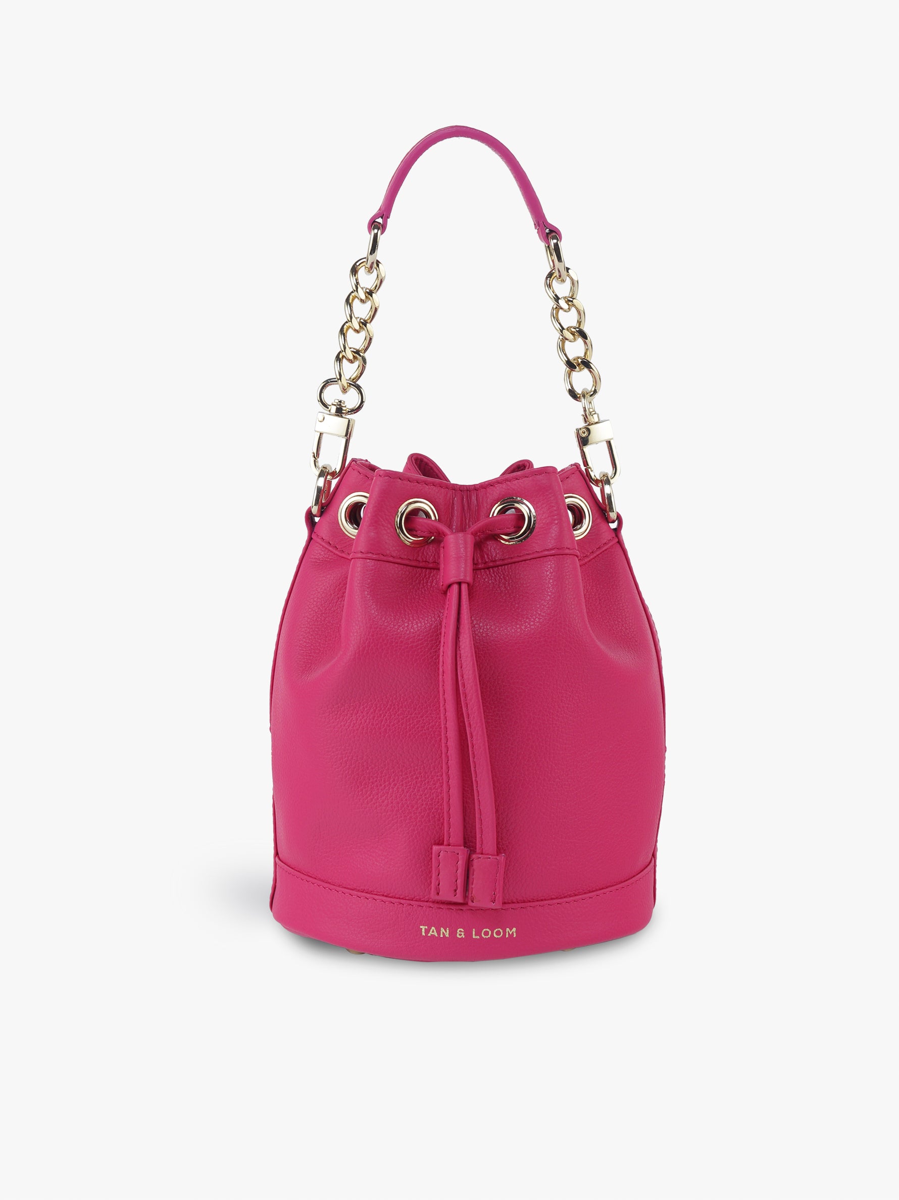 Bombay Bucket by Tan & Loom | Rani Pink Leather Bucket Bag