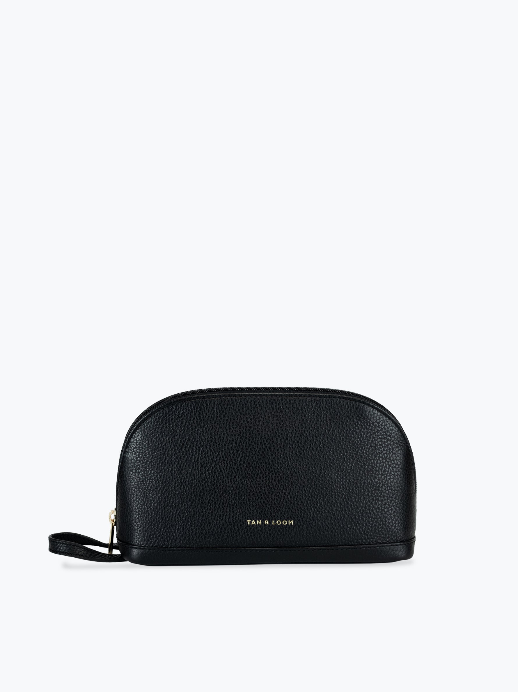 Buy Genuine Leather Mini Makeup Bag for women in India (Black) | Tan & Loom