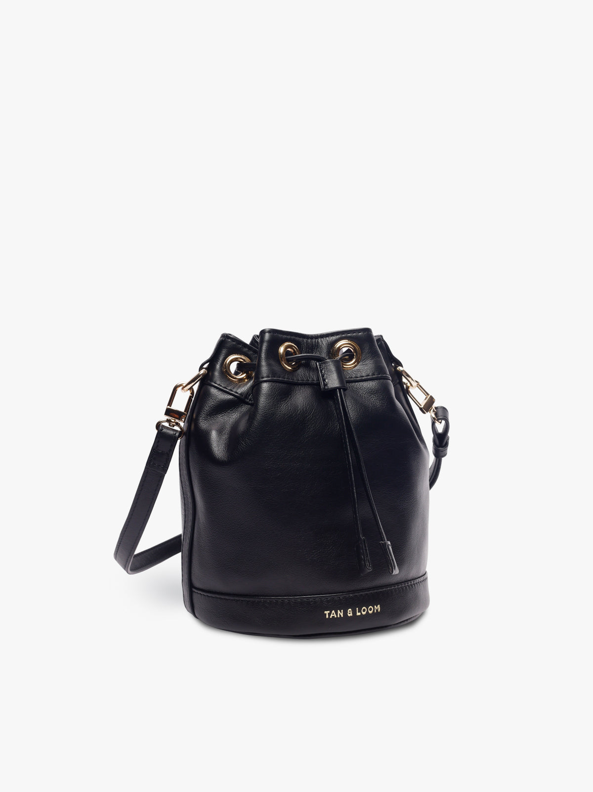 Bombay Bucket by Tan & Loom I Classic Black Leather Bucket Bag